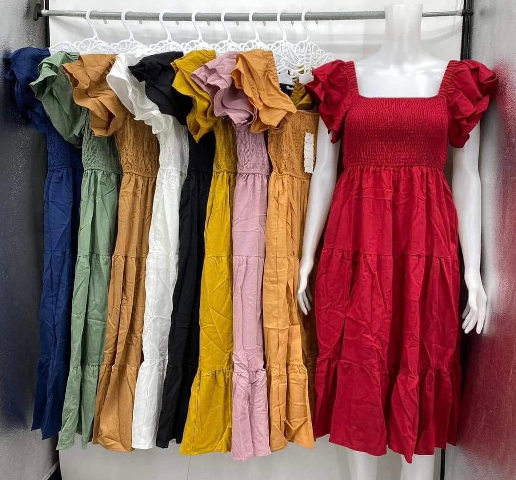 EUNICE Premium Gold Quality Smocking Dress with Flutter layered sleeve ...