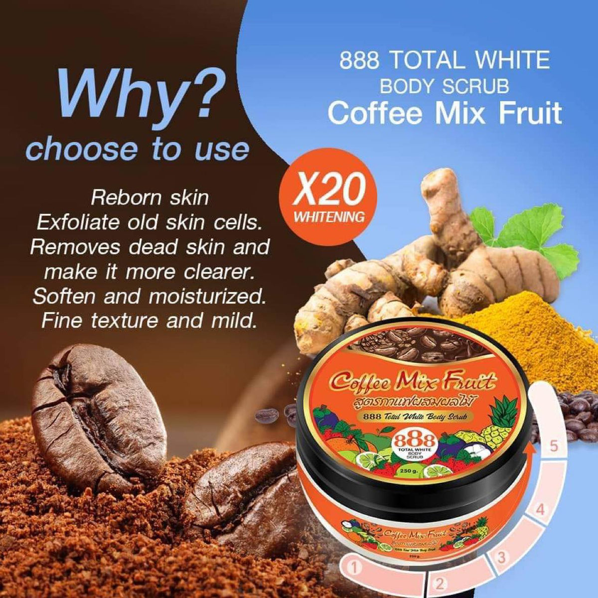 888 Total White Body Scrub Coffee Mix Fruit – Dea's Kitchen and Pinoy ...